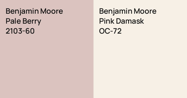Benjamin Moore Pale Berry vs. Benjamin Moore Pink Damask comparison