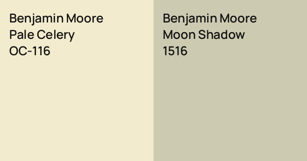 Benjamin Moore Pale Celery vs. Benjamin Moore Moon Shadow comparison