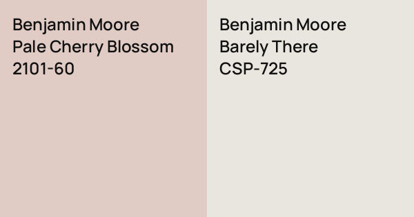 Benjamin Moore Pale Cherry Blossom vs. Benjamin Moore Barely There ...