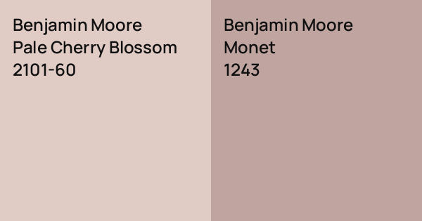 Benjamin Moore Pale Cherry Blossom vs. Benjamin Moore Monet comparison