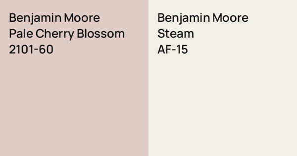 Benjamin Moore Pale Cherry Blossom vs. Benjamin Moore Steam comparison