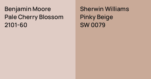 Benjamin Moore Pale Cherry Blossom vs. Sherwin Williams Pinky Beige ...
