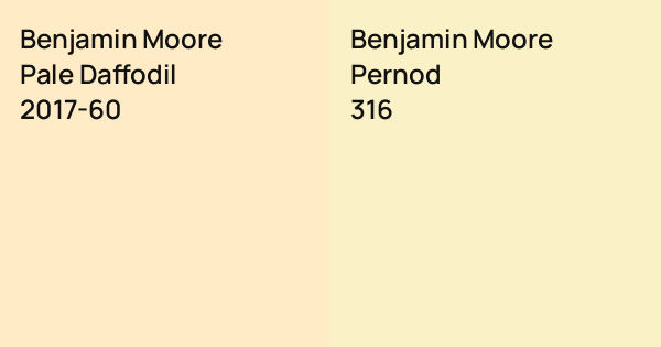 Benjamin Moore Pale Daffodil vs. Benjamin Moore Pernod comparison