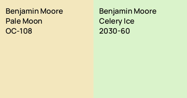 Benjamin Moore Pale Moon vs. Benjamin Moore Celery Ice comparison