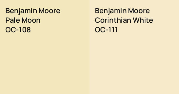 Benjamin Moore Pale Moon vs. Benjamin Moore Corinthian White comparison