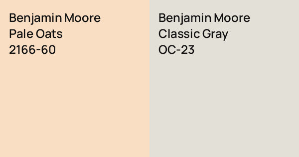 Benjamin Moore Pale Oats vs. Benjamin Moore Classic Gray comparison