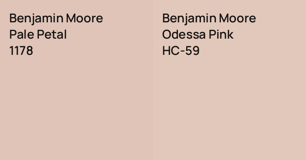 Benjamin Moore Pale Petal vs. Benjamin Moore Odessa Pink comparison