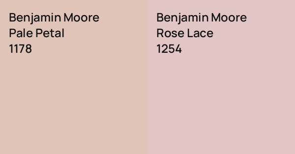 Benjamin Moore Pale Petal vs. Benjamin Moore Rose Lace comparison