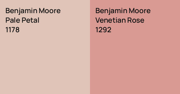 Benjamin Moore Pale Petal vs. Benjamin Moore Venetian Rose comparison