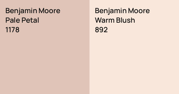 Benjamin Moore Pale Petal vs. Benjamin Moore Warm Blush comparison