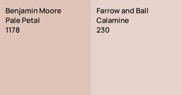 Benjamin Moore Pale Petal vs. Farrow and Ball Calamine comparison