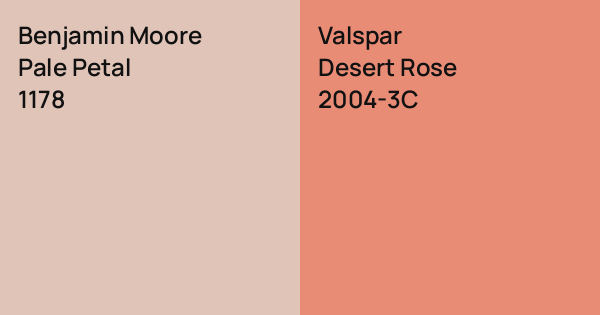 Benjamin Moore Pale Petal vs. Valspar Desert Rose comparison