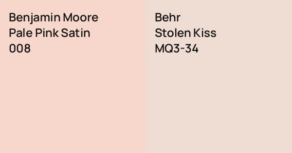 Benjamin Moore Pale Pink Satin vs. Behr Stolen Kiss comparison