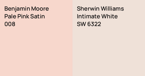 Benjamin Moore Pale Pink Satin vs. Sherwin Williams Intimate White ...
