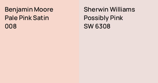 Benjamin Moore Pale Pink Satin vs. Sherwin Williams Possibly Pink ...