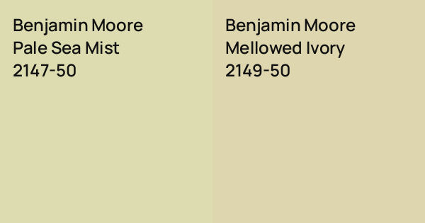 Benjamin Moore Pale Sea Mist vs. Benjamin Moore Mellowed Ivory comparison