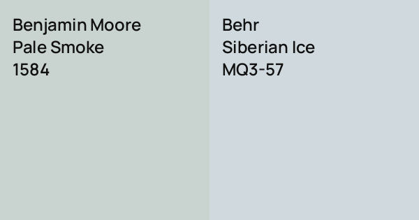 Benjamin Moore Pale Smoke vs. Behr Siberian Ice comparison
