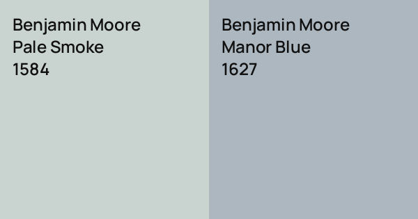 Benjamin Moore Pale Smoke vs. Benjamin Moore Manor Blue comparison