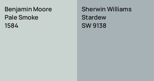 Benjamin Moore Pale Smoke vs. Sherwin Williams Stardew comparison