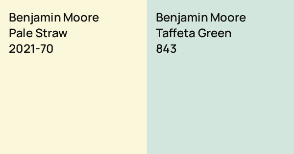 Benjamin Moore Pale Straw vs. Benjamin Moore Taffeta Green comparison