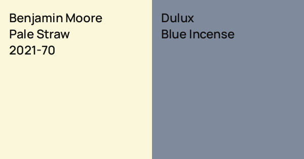 Benjamin Moore Pale Straw vs. Dulux Blue Incense comparison