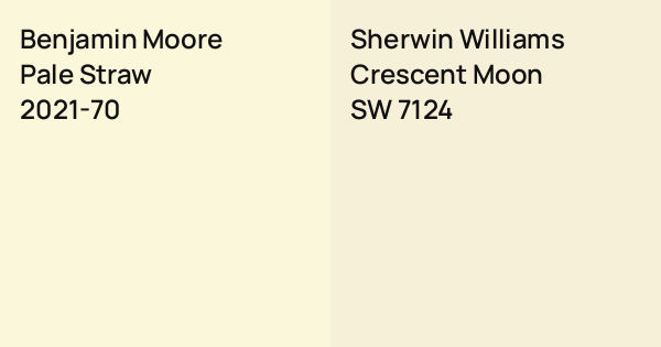 Benjamin Moore Pale Straw vs. Sherwin Williams Crescent Moon comparison