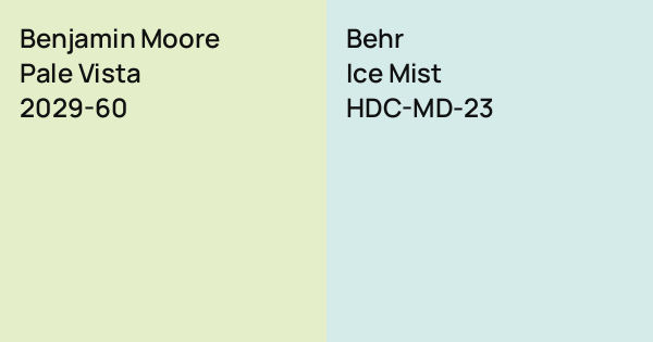 Benjamin Moore Pale Vista vs. Behr Ice Mist comparison