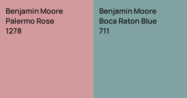 Benjamin Moore Palermo Rose vs. Benjamin Moore Boca Raton Blue comparison