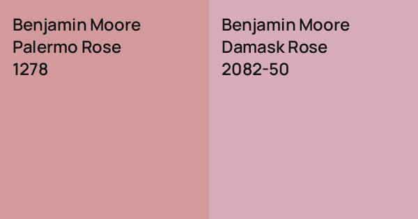 Benjamin Moore Palermo Rose vs. Benjamin Moore Damask Rose comparison