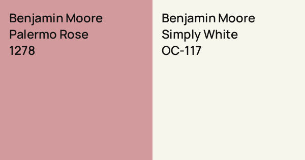 Benjamin Moore Palermo Rose vs. Benjamin Moore Simply White comparison