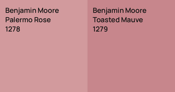 Benjamin Moore Palermo Rose vs. Benjamin Moore Toasted Mauve comparison