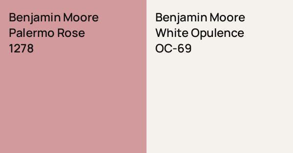 Benjamin Moore Palermo Rose vs. Benjamin Moore White Opulence comparison