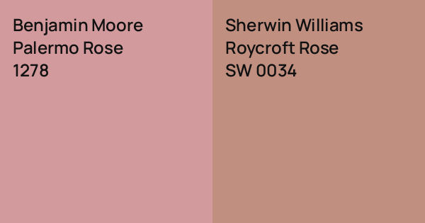 Benjamin Moore Palermo Rose vs. Sherwin Williams Roycroft Rose comparison