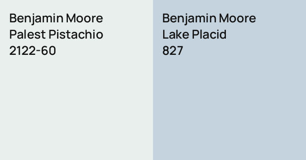 Benjamin Moore Palest Pistachio vs. Benjamin Moore Lake Placid comparison