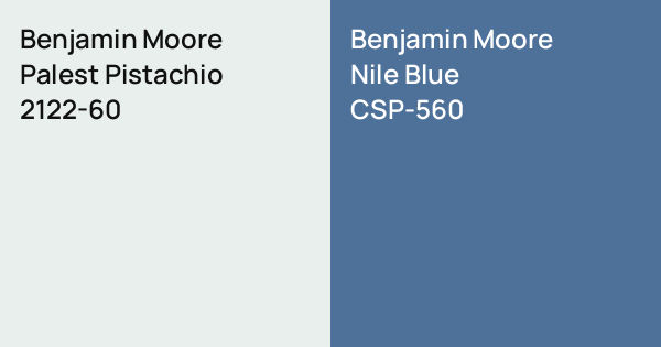 Benjamin Moore Palest Pistachio vs. Benjamin Moore Nile Blue comparison