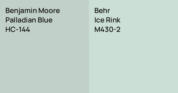 Benjamin Moore Palladian Blue vs. Behr Ice Rink comparison