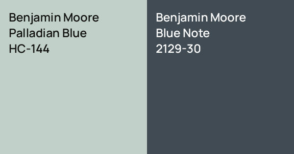 Benjamin Moore Palladian Blue vs. Benjamin Moore Blue Note comparison