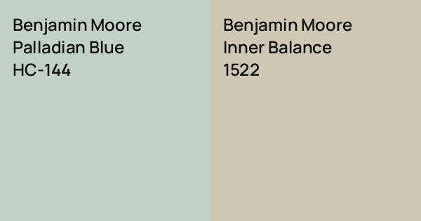 Benjamin Moore Palladian Blue vs. Benjamin Moore Inner Balance comparison