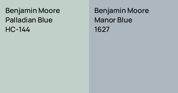 Benjamin Moore Palladian Blue vs. Benjamin Moore Manor Blue comparison