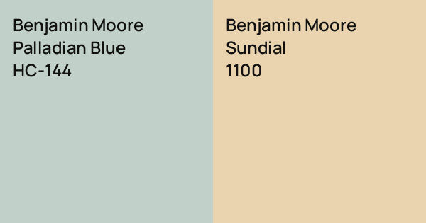 Benjamin Moore Palladian Blue vs. Benjamin Moore Sundial comparison