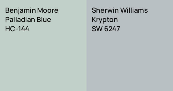 Benjamin Moore Palladian Blue vs. Sherwin Williams Krypton comparison