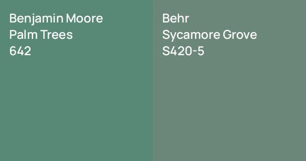 Benjamin Moore Palm Trees vs. Behr Sycamore Grove comparison