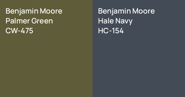 Benjamin Moore Palmer Green vs. Benjamin Moore Hale Navy comparison