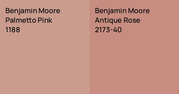 Benjamin Moore Palmetto Pink vs. Benjamin Moore Antique Rose comparison