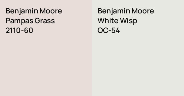 Benjamin Moore Pampas Grass vs. Benjamin Moore White Wisp comparison