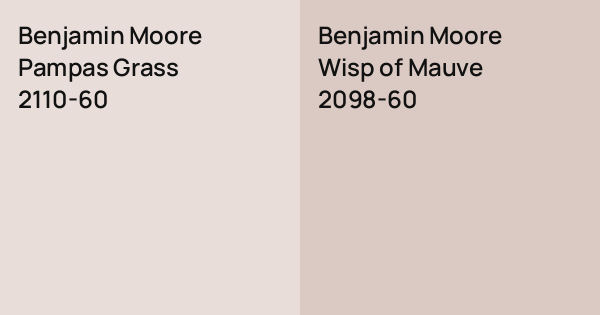 Benjamin Moore Pampas Grass vs. Benjamin Moore Wisp of Mauve comparison