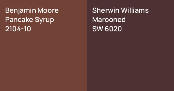 Benjamin Moore Pancake Syrup vs. Sherwin Williams Marooned comparison
