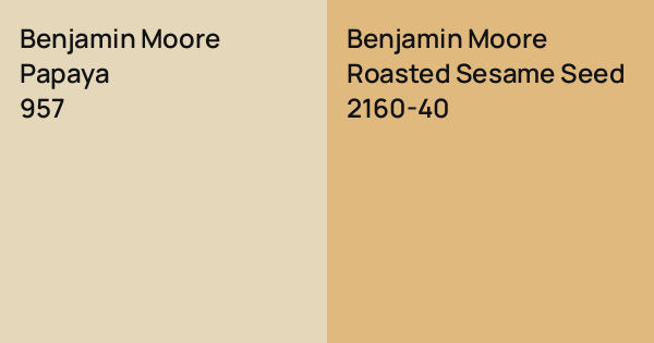 Benjamin Moore Papaya vs. Benjamin Moore Roasted Sesame Seed comparison