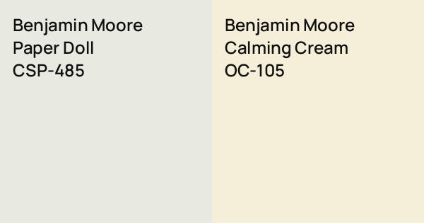Benjamin Moore Paper Doll vs. Benjamin Moore Calming Cream comparison