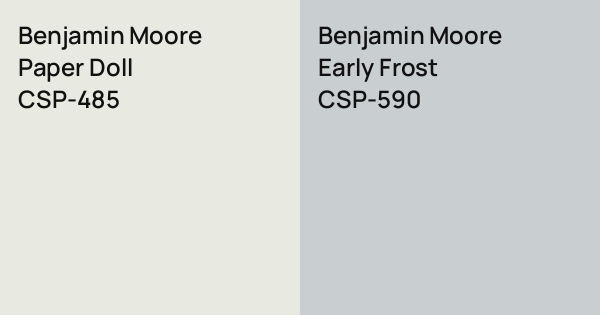 Benjamin Moore Paper Doll vs. Benjamin Moore Early Frost comparison